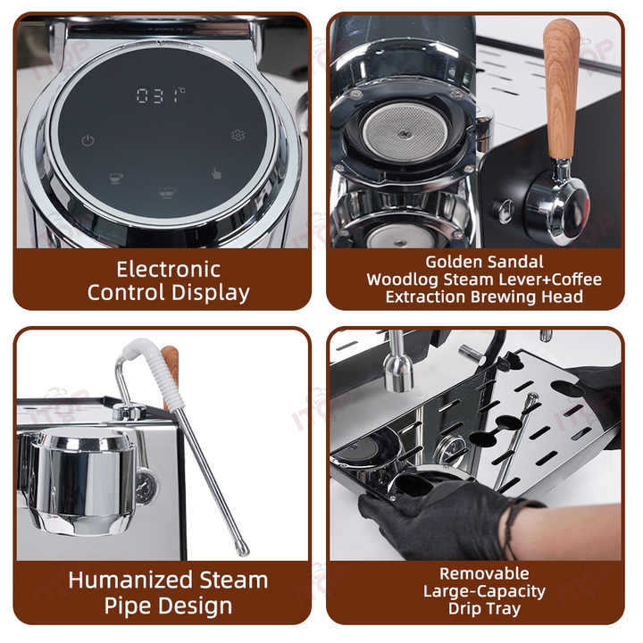 2200W ULKA Vibration Pump Espresso Machine - Stainless Steel