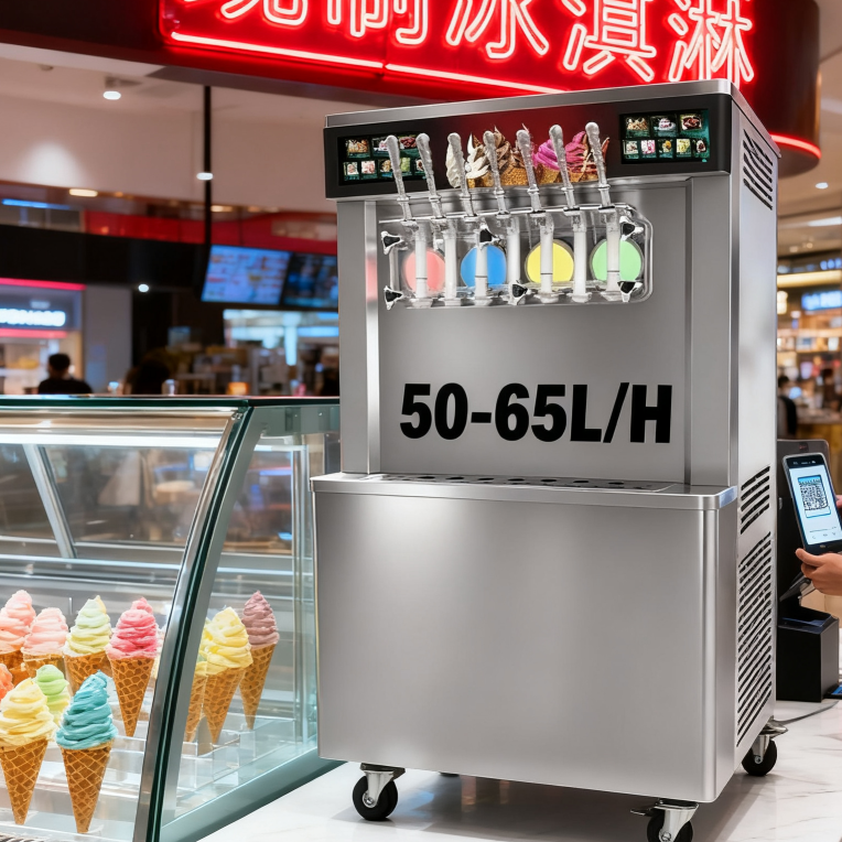 7 Flavors Slush Ice Cream and Ice Cream Machines Combo Dual Compressor ...