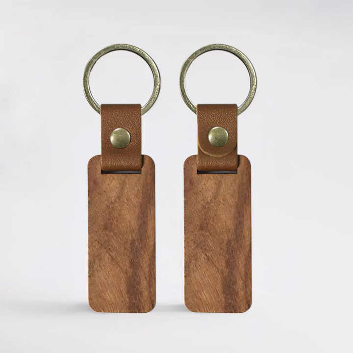 Wholesale Custom Promotional Wood Key Chains Leather Strap Plain ...