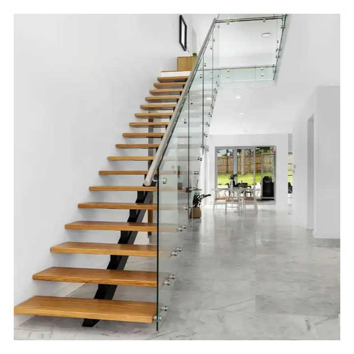 Australian Standard Mono Steel Stringer Stairs with 80mm Thick Oak Wood ...
