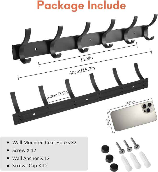 Wall Mount Aluminum Coat Rack Household Metal Robe Holder with Hooks ...