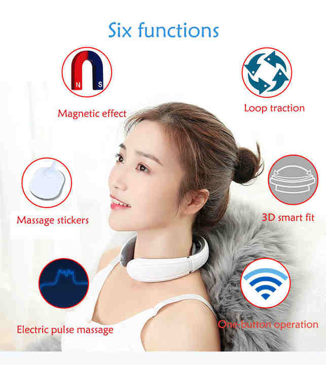 JT-600 Hot Sale Home Portable Mini U Shape Wireless Neck Massage Kneading Pulse 4D Smart Neck ...