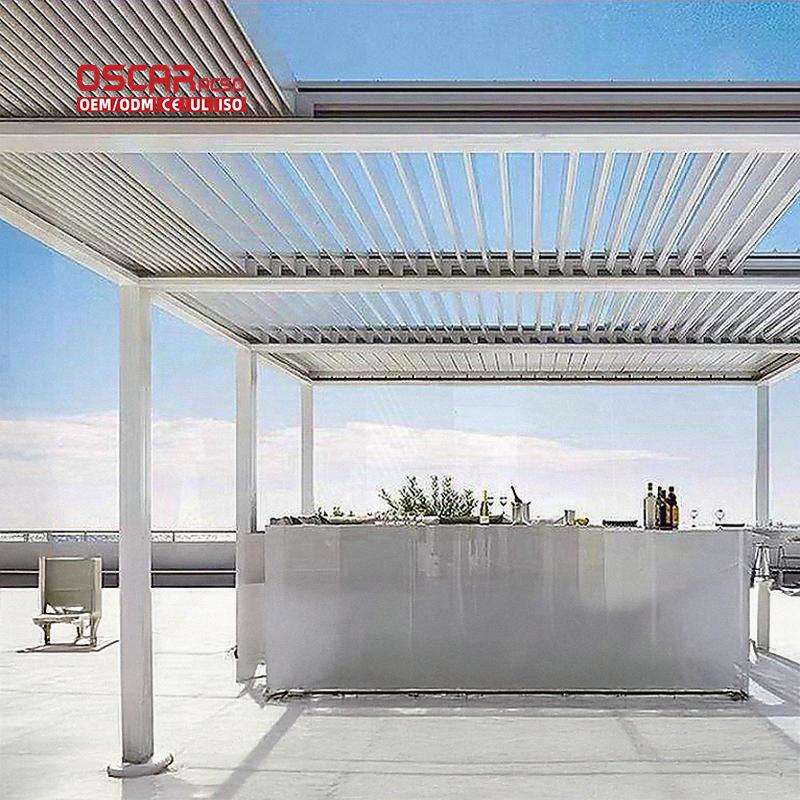 Motorized Aluminium Pergola Louver Gazebo Easily Assembled Waterproof ...