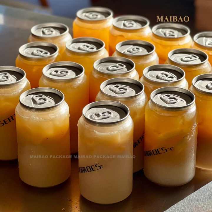 Transparent Sealed 250ml/310ml/330ml/355ml/473ml/500ml Round Mouth Stackable Plastic Can for ...