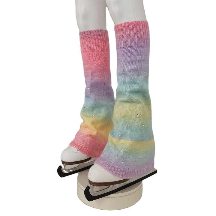 LIUHUO Y2k Rainbow Gradient Horn Pile Socks for Figure Skating