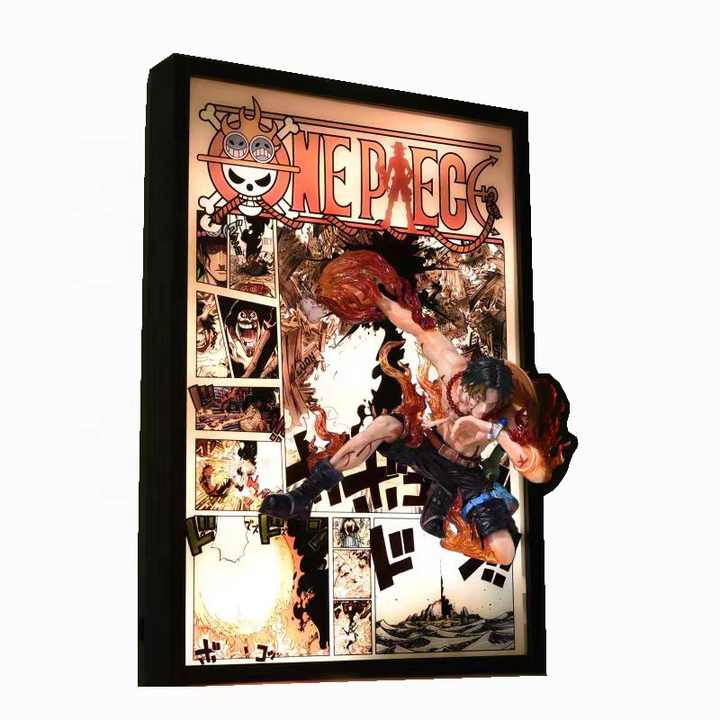 One Piece 3D Luffy Zoro Figure - LED Lenticular Light Box