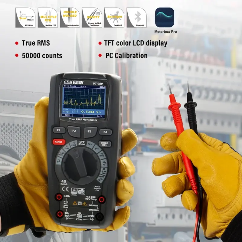 CEM Professional True RMS Industrial Digital multimetro a doppio canale portatile con display ...
