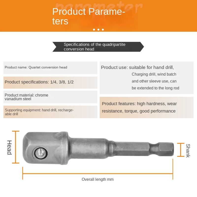 Hexagon Shank square Rod Socket Electric Drill Connector Extended ...