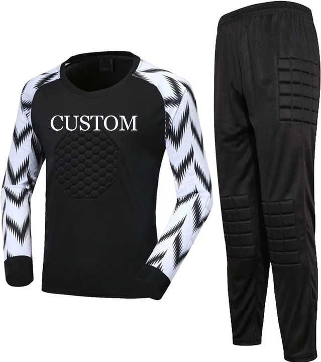 Custom Goalkeeper Jersey Black Set Adult and Kids Long Sleeve Football ...