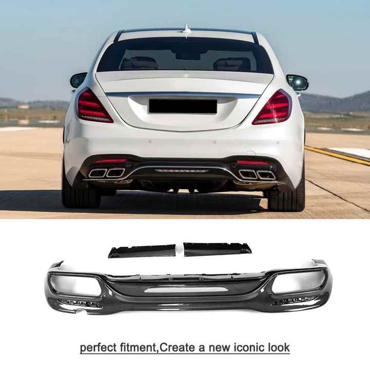 Carbon Fiber Rear Diffuser Bumper Lip for Mercedes S-class