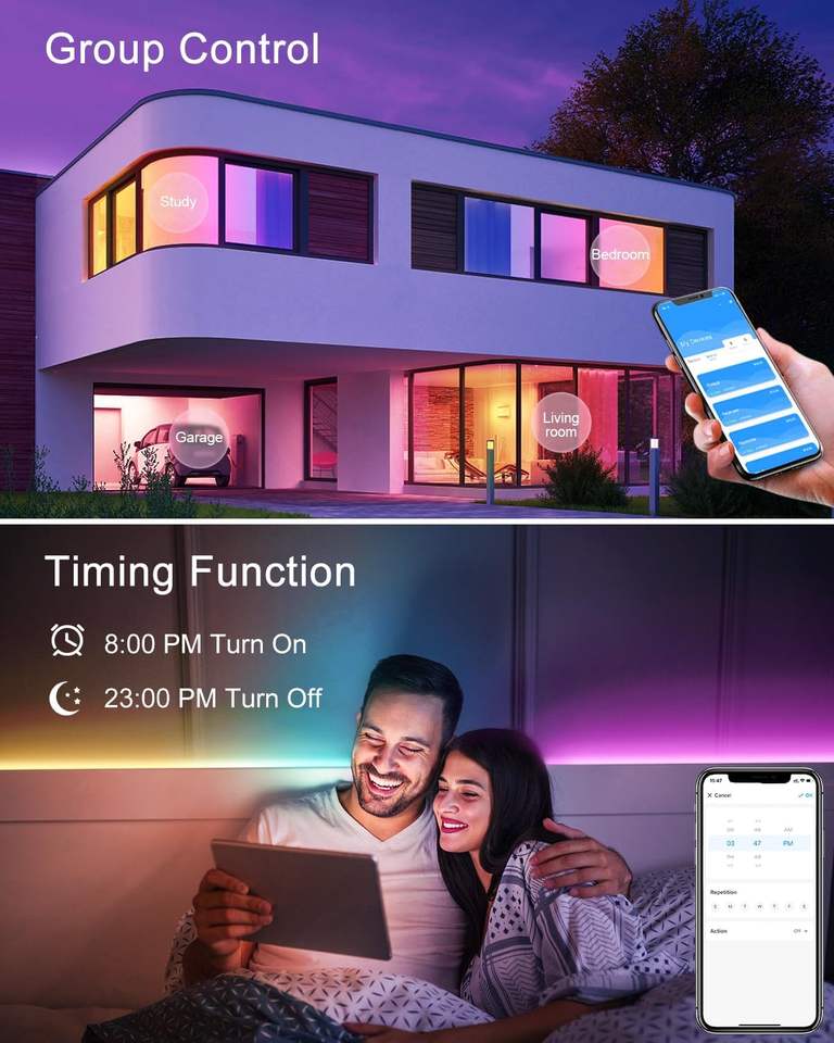 SHIZI WS2812B WS2811 APP Music Sync Addressable RGB LED Strip ...