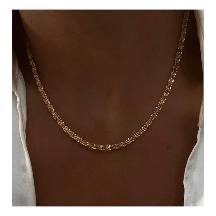 Waterproof 18k Gold Plated Jewelry Shiny Twisted Necklaces Tarnish Free ...