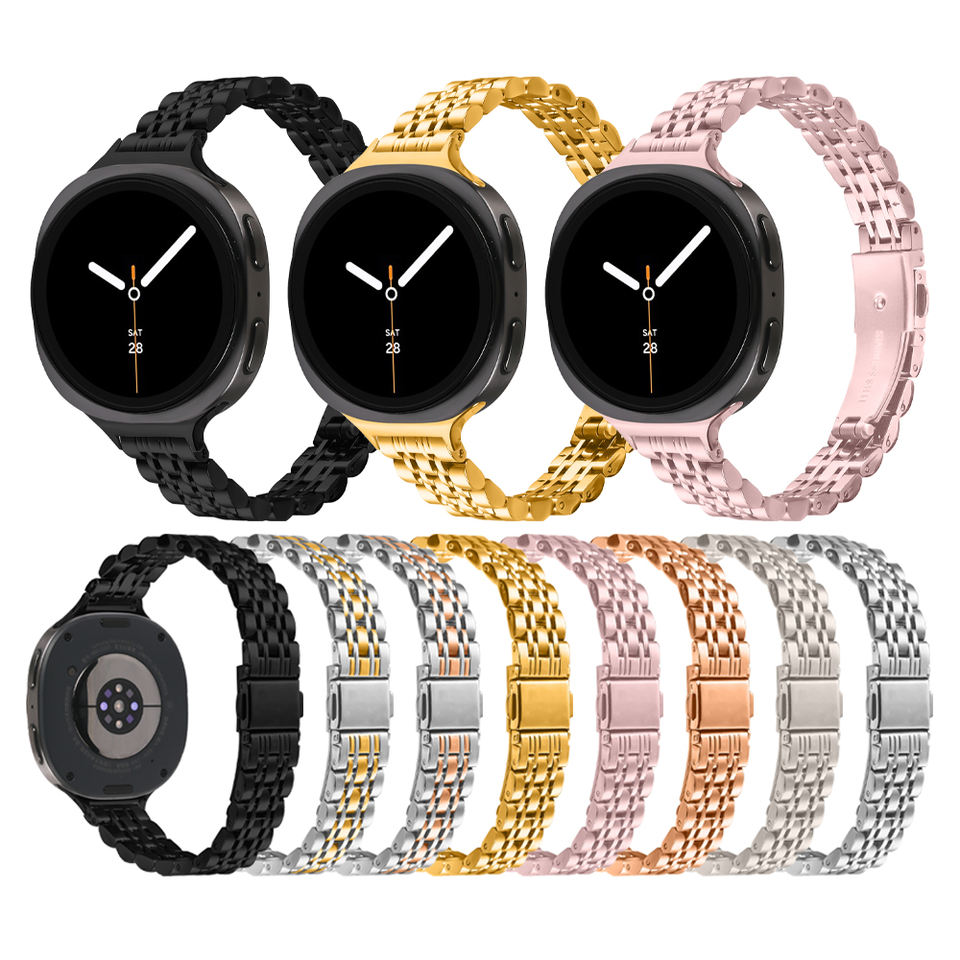 Eraysun Seven-bead Stainless Steel with Slingshot Buckle Watch Band ...