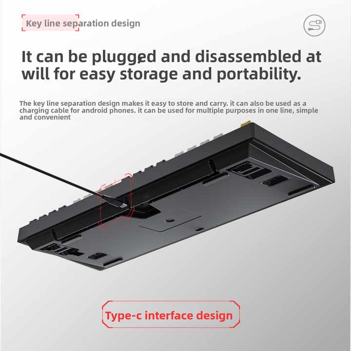 LVKDRON Ergonomic Gaming Keyboard 98 Keys Mechanical RGB LED Keyboards ...