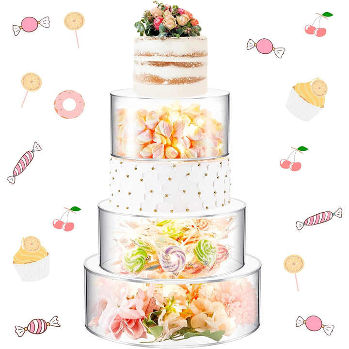 Clear Fillable Cake Riser - 3 Tier Acrylic Stand with LED