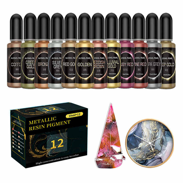Coutom 12 Color Liquid Metallic Pigment for DIY Epoxy Resin Metallic ...