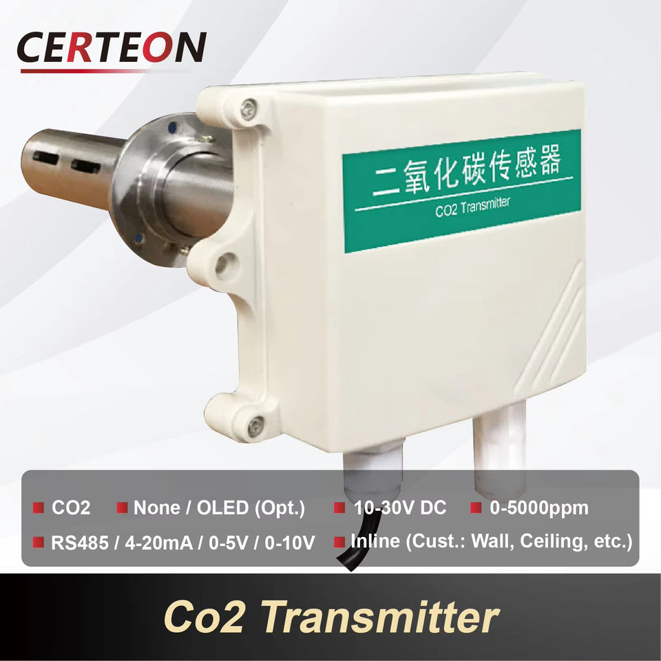 High Performance Duct Type CO2 Sensor 0 to 5000 Ppm RS485 and Analog ...
