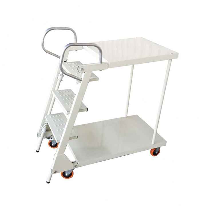 Supermarket Order Picking Movable Platform Step Ladder Cart With ...