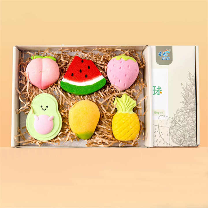 Organic Wholesale 6-Pack Custom Colorful Fruit-Shaped Bath Fizzies Private Label Bubble Bath ...