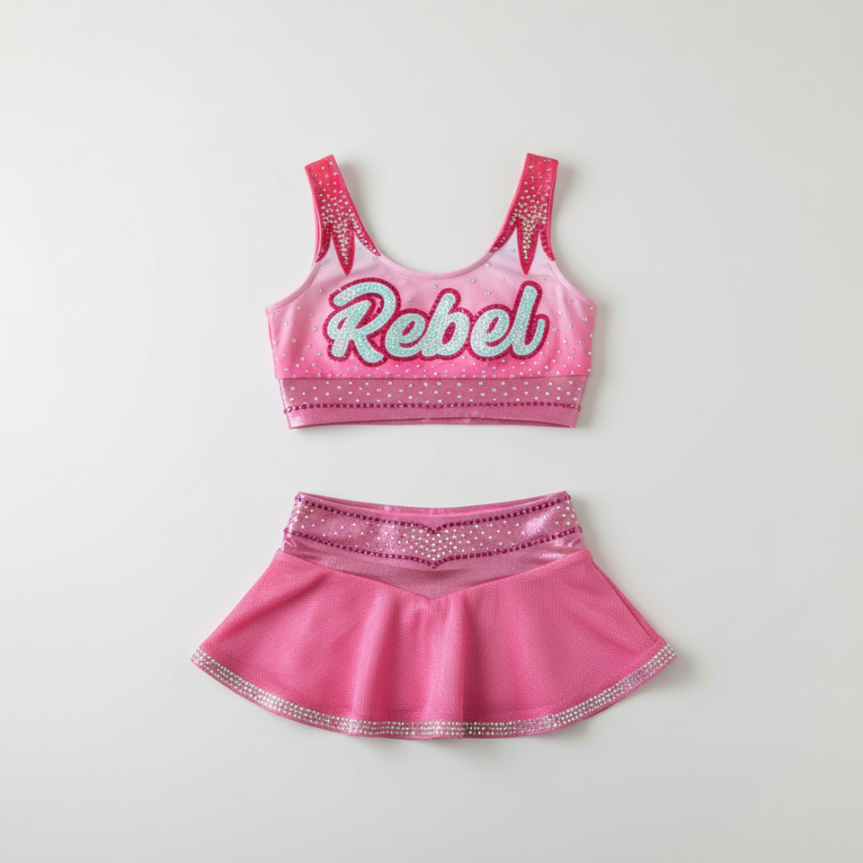Custom Rhinestone Cheerleading Bra and Short Sets Full Bling Crop Tops ...