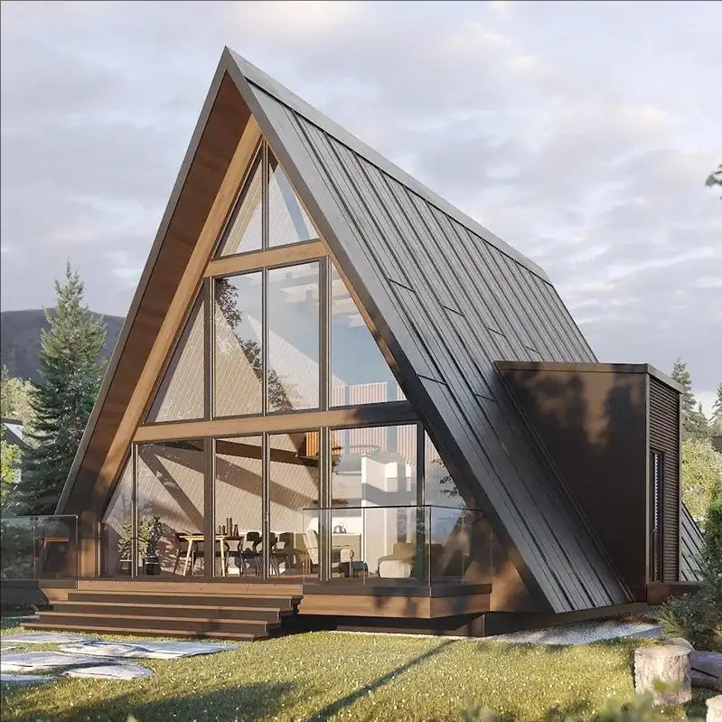 Modern Luxury A-Frame Villa Low Cost Prefab Steel Structure Building ...