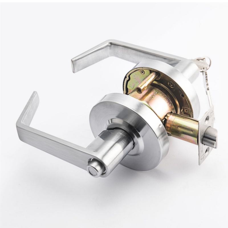 ANSI Grade 2 Commercial Invisible Door Handle Set Key Lock Satin Chrome ...