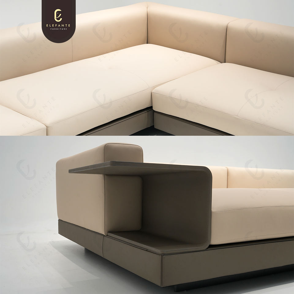 Modern Genuine Leather Design Living Room Connective Modular U-shaped ...