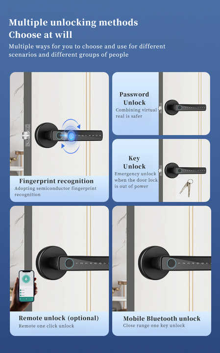 wooden door WiFi smart door lock biometric fingerprint electronic ...