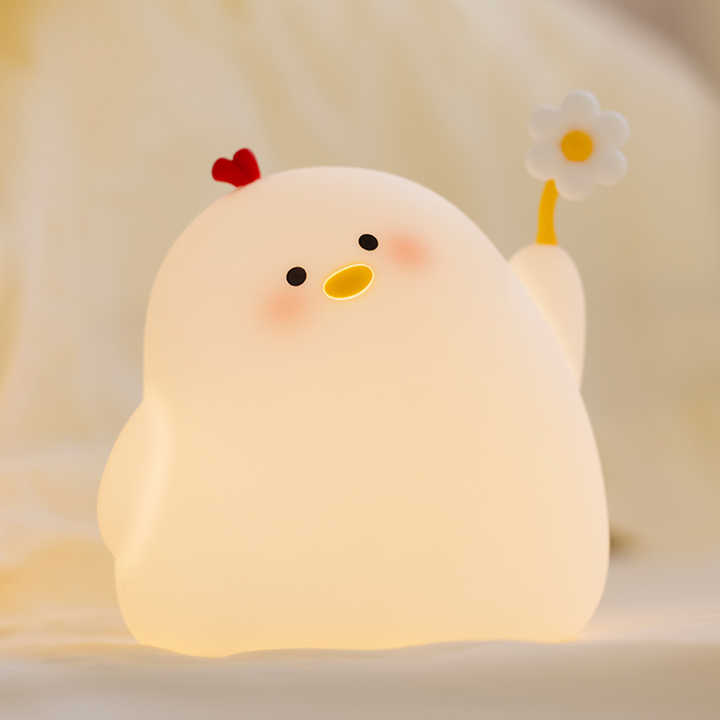 Cute Chick Night Light Animal Soft Silicone Night Lamps 35 Hours USB ...