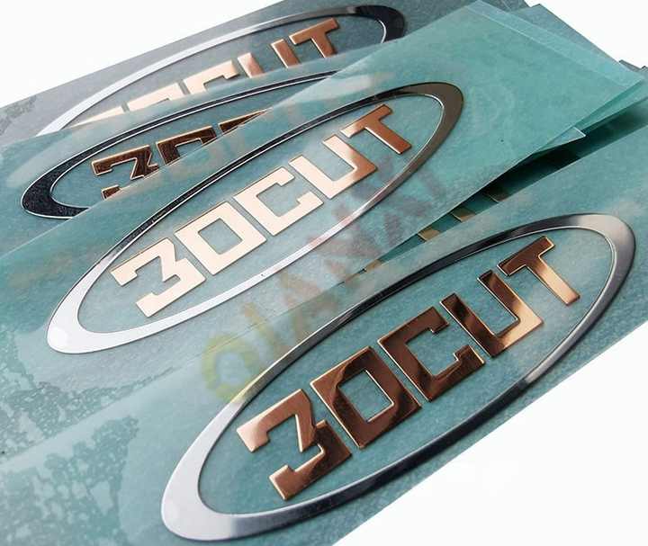 Custom electroforming badge metallic silver 3d decal red gold brand ...