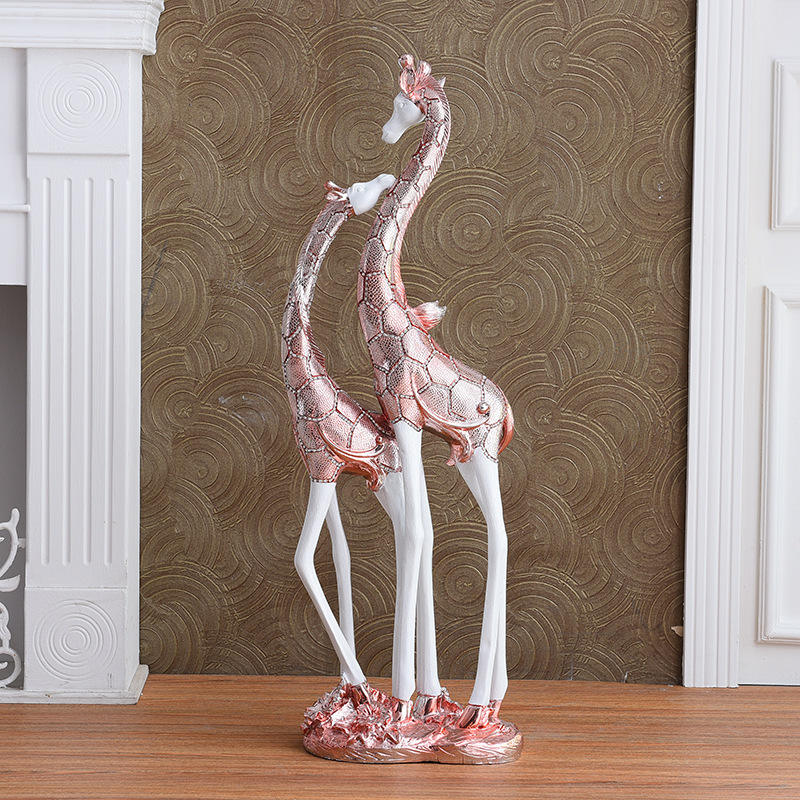 35 Inches Nordic Luxury Living Room Floor-mount Resin Giraffe Sculpture ...