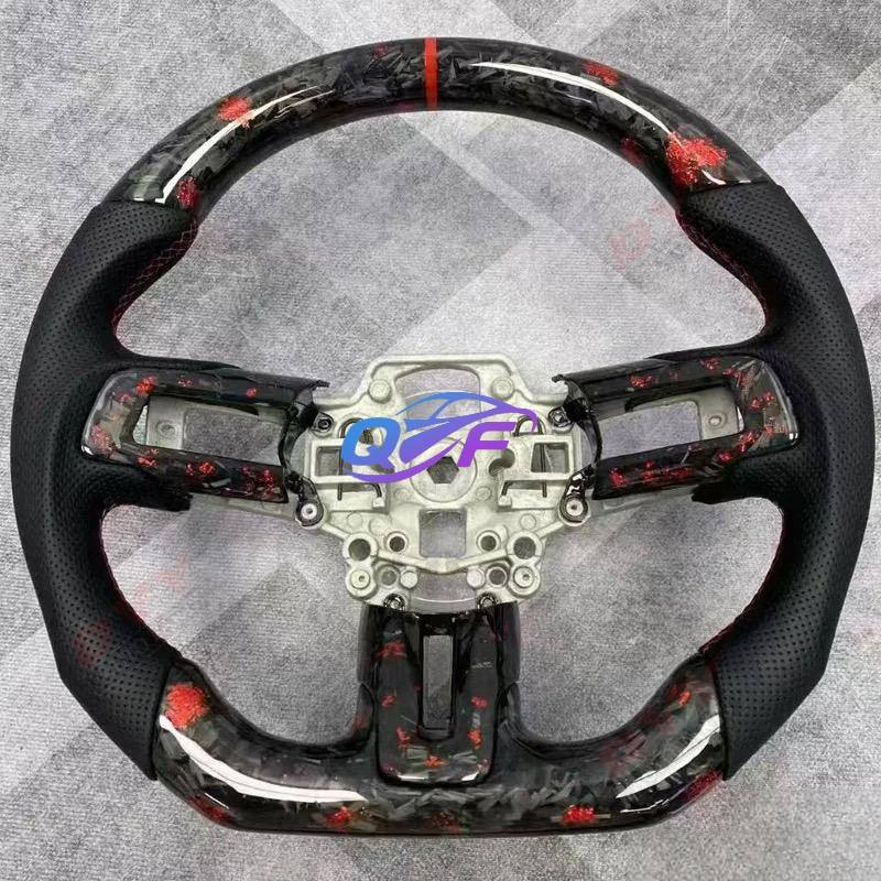 For Ford Mustang Carbon Fiber Steering Wheel With RGB LED Light Black ...