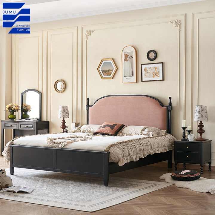 Modern American Style Bedroom Set With King Wood Bed Tufted Storage ...