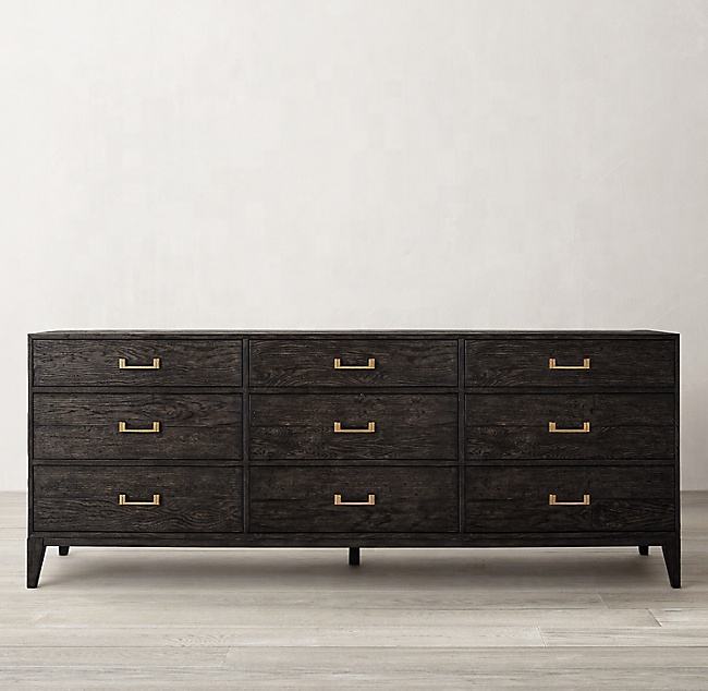 Hotel home luxury wood bedroom french 9-drawer dresser