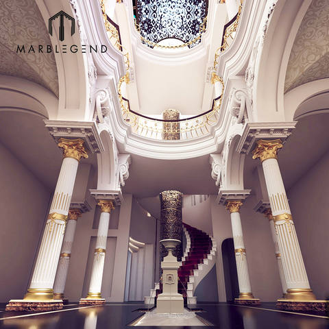 customized Boutique design villa project Round marble columns stone ...