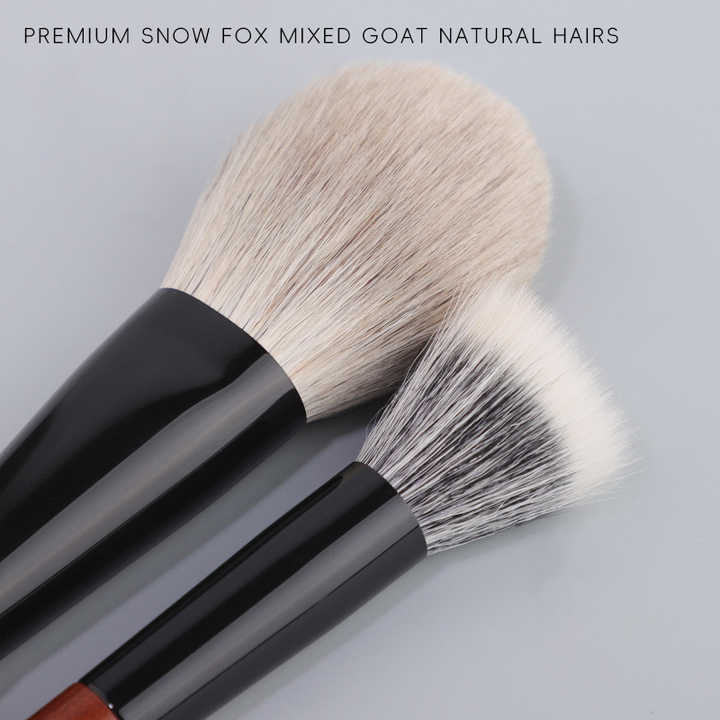 Luxury Premium Snow Fox Goat Natural Hairs Makeup Brushes With Rosewood ...