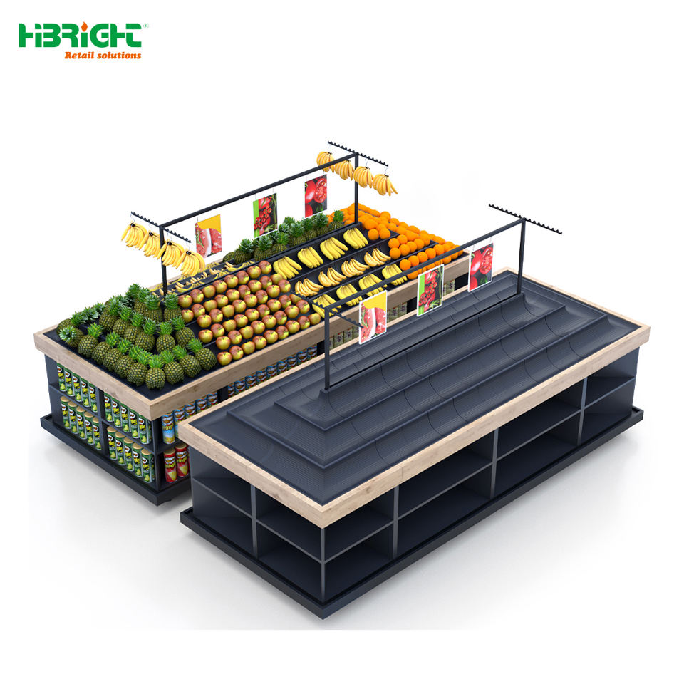 All-in-One Fruit Vegetable Display Stand Showcase on Top Storage Below ...