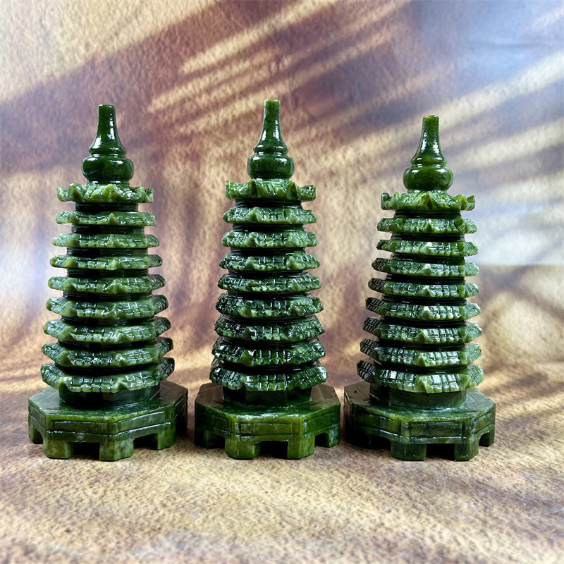 Wholesale Customize Green Jade Nine Layers Buddha Pagoda