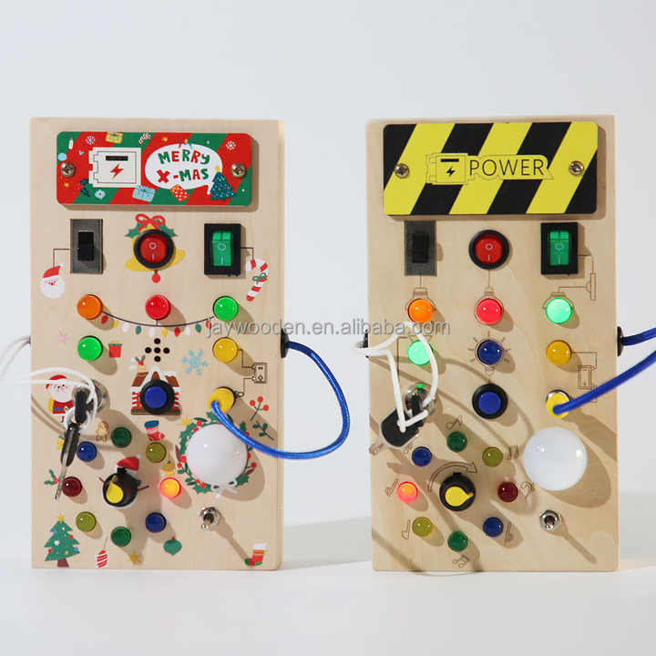 Montessori Wooden Busy Board LED Light Switch Game for Toddlers Hand-On ...