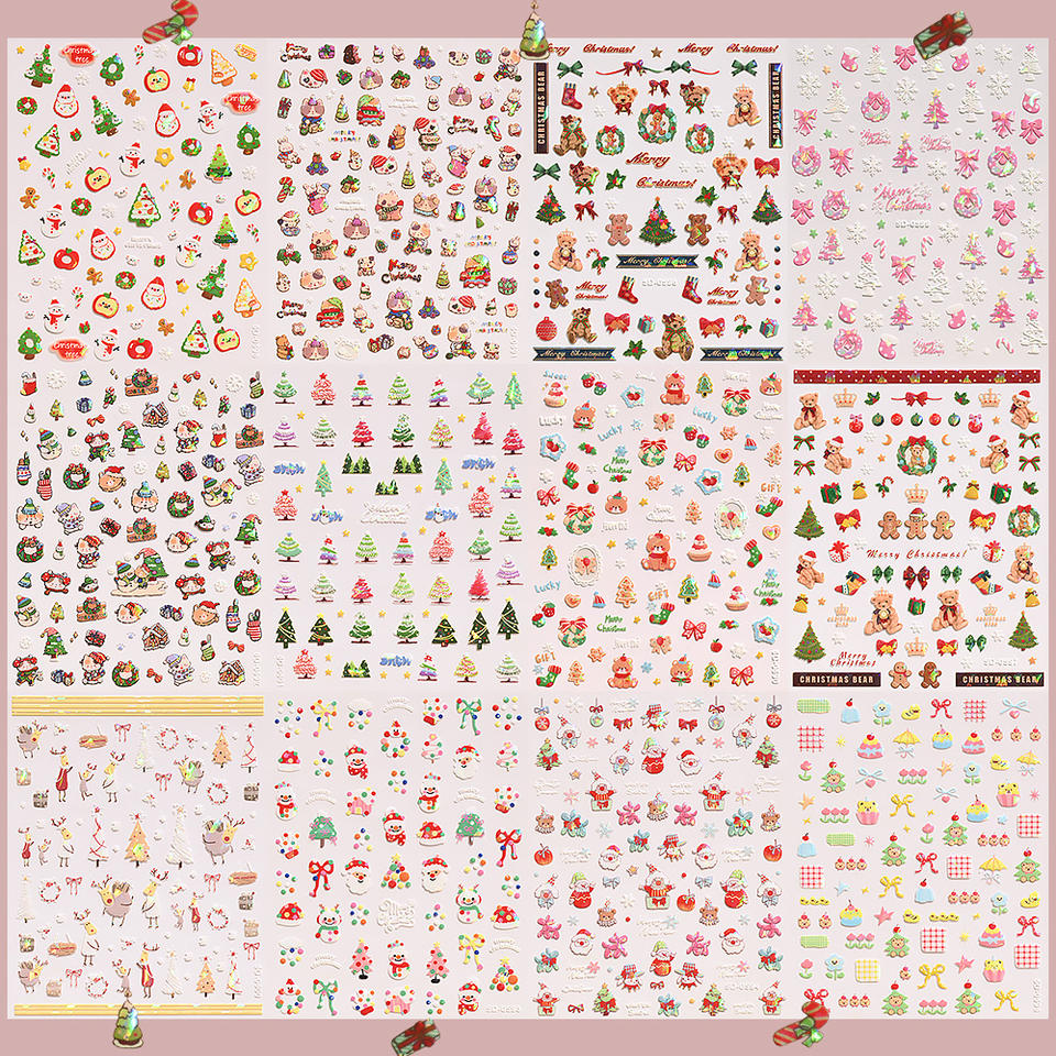 Wholesale 5D Christmas Nail Art Stickers PVC Self-adhesive Custom Brand ...