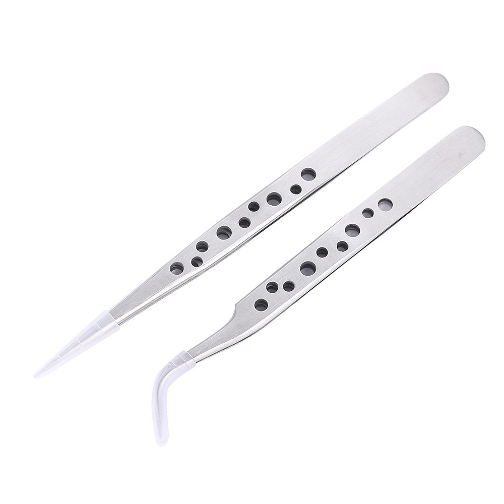 Electronic industry tweezers anti-static curved straight tip precision ...