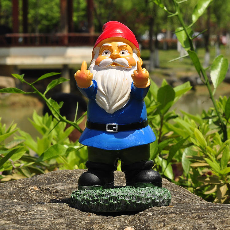 Mini Middle Finger Garden Gnome Resin Figurines Outdoor Decor