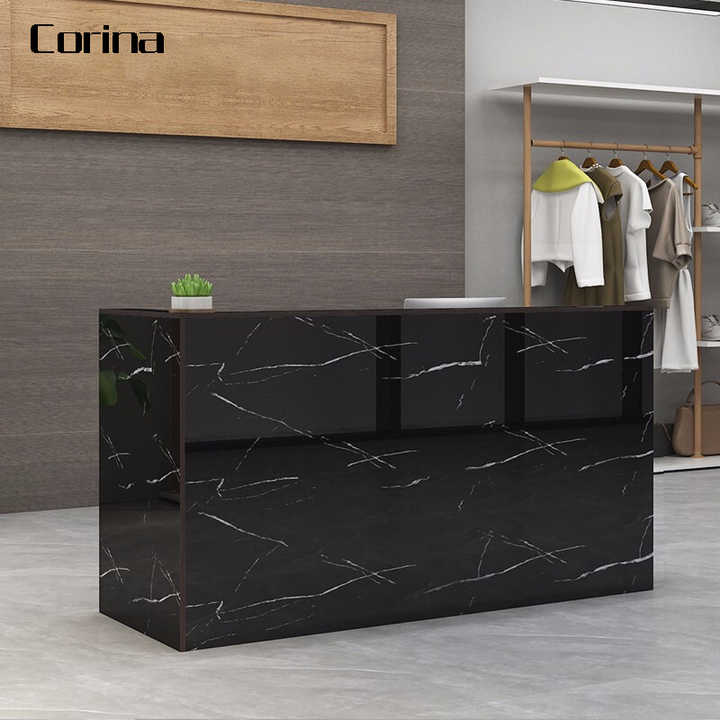L Shape Small Portable Cashier Desk - Solid Surface Reception Counter