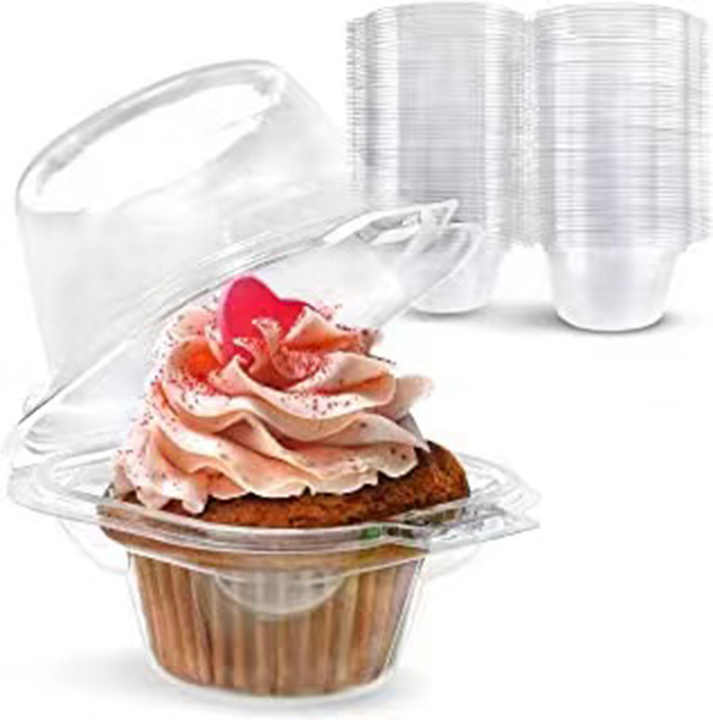 100-Pack Stackable Deep Dome Cupcake Carrier Disposable Plastic Cupcake ...