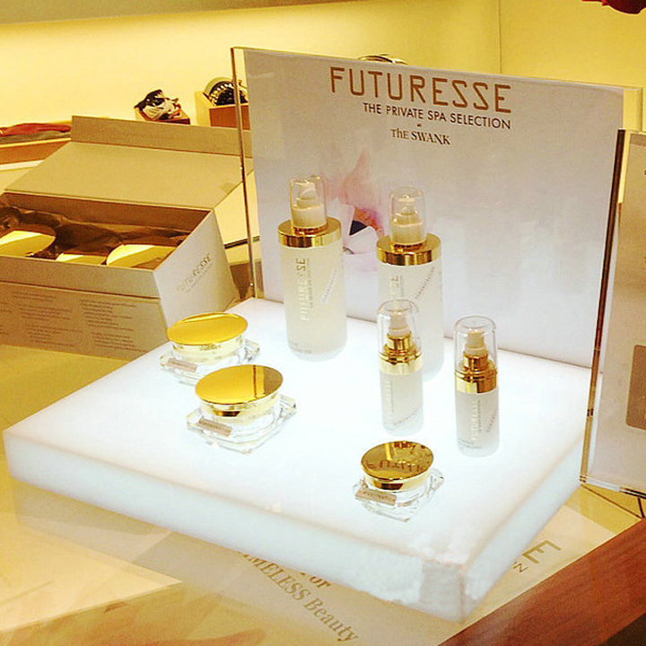 Acrylic Table Counter Makeup Display Stands with LED Light
