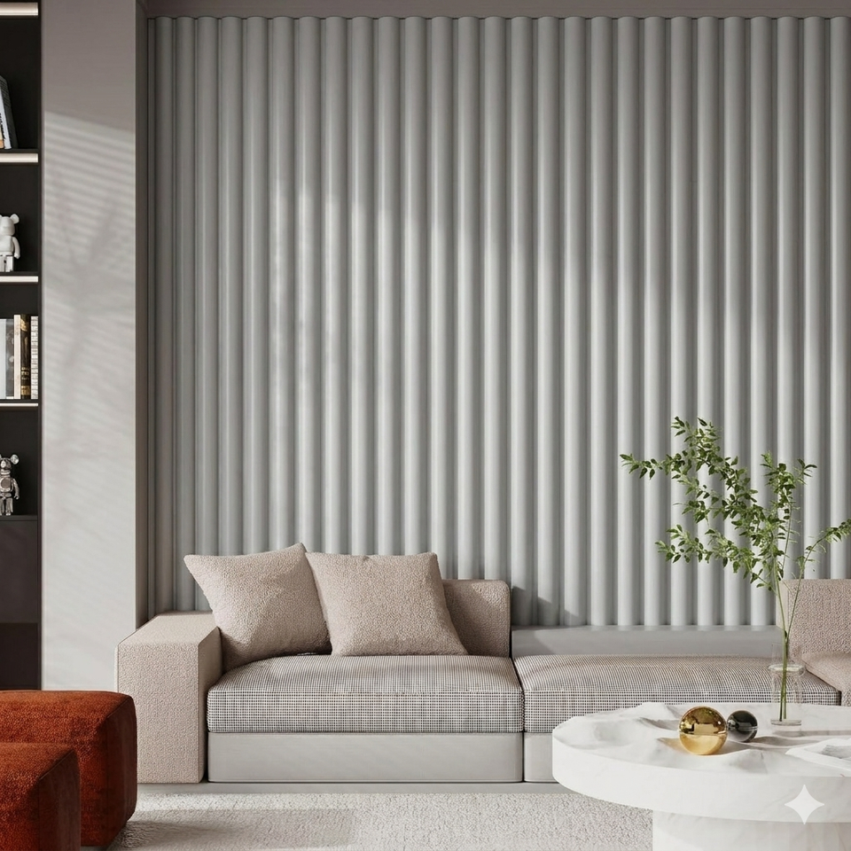 Semicircle Wave WPC Wall Panel 3D Fluted Curved Slat Board Waterproof ...