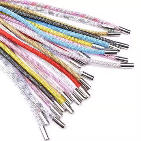 Customized logo Polyester Round Rope Cotton Silicone Metal Dipped ...