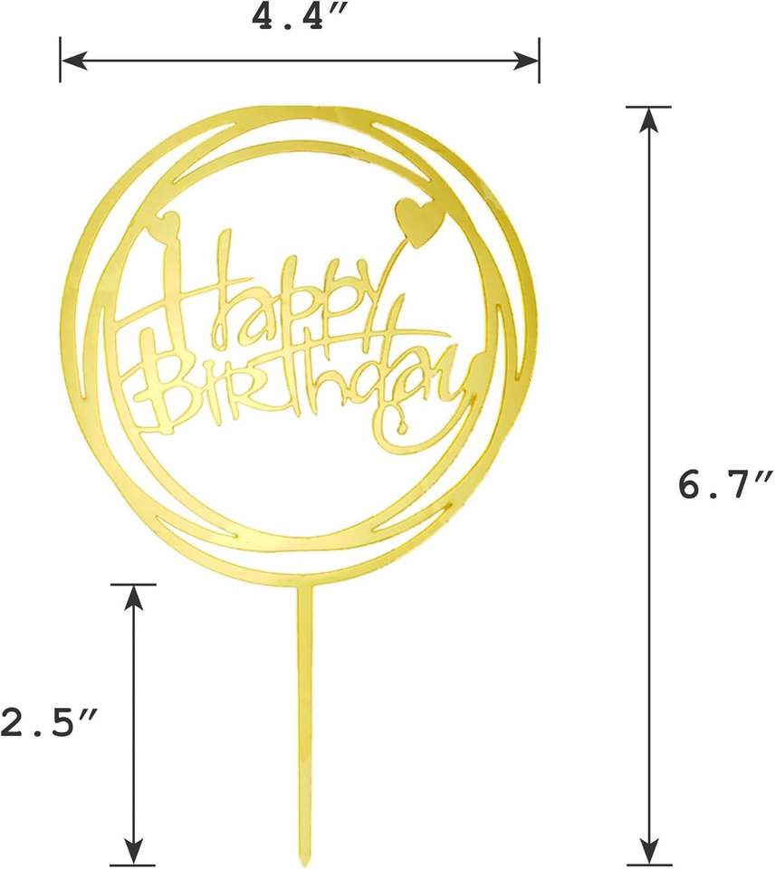 Birthday Cake Topper Set Double-Sided Glitter Happy Birthday Toppers ...
