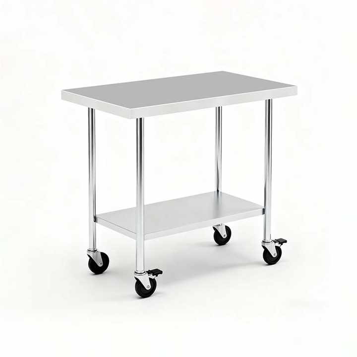 Heavy Duty Mobile Workstation Stainless Steel Table with Wheel Castors ...
