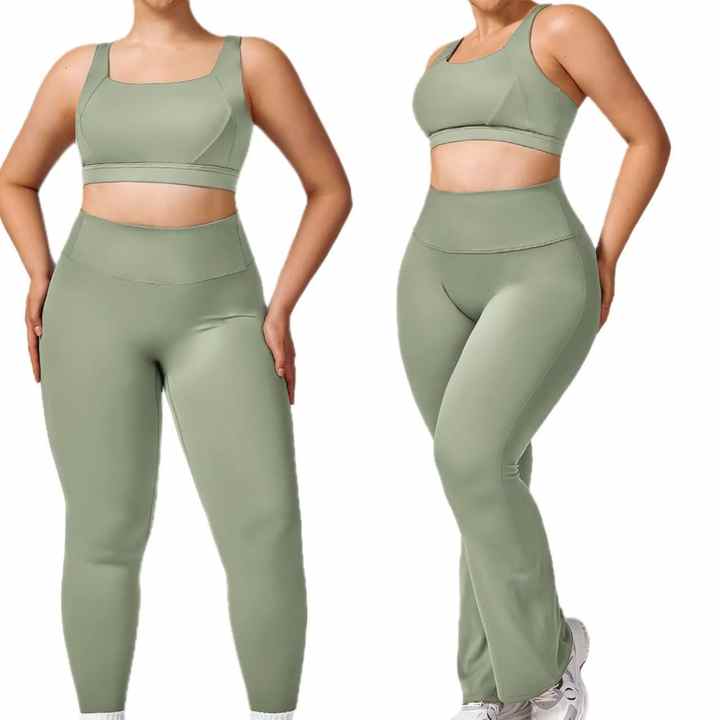 Polyamide Plus Size Bra And Legging Flared Pants Set Active Athletic ...